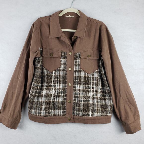 Mystree | Jackets & Coats | Mystree Womens L Plaid Patchwork Cotton ...